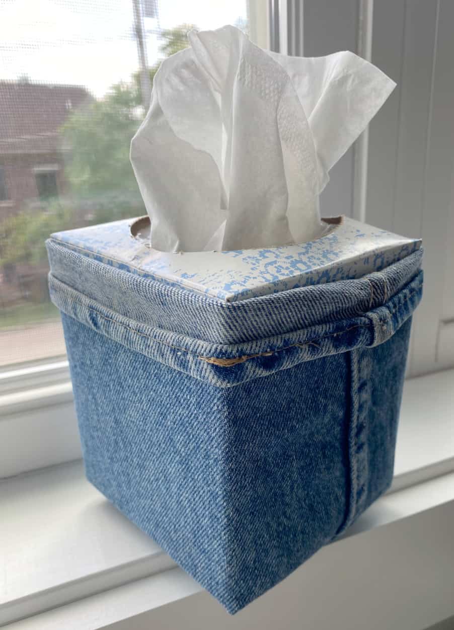 upcycled denim fabric baskets - My French Twist
