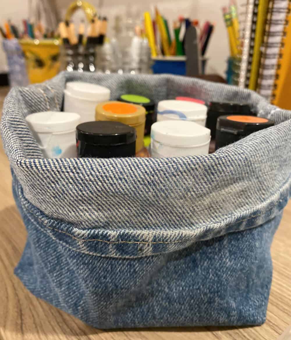 upcycled denim fabric baskets - My French Twist